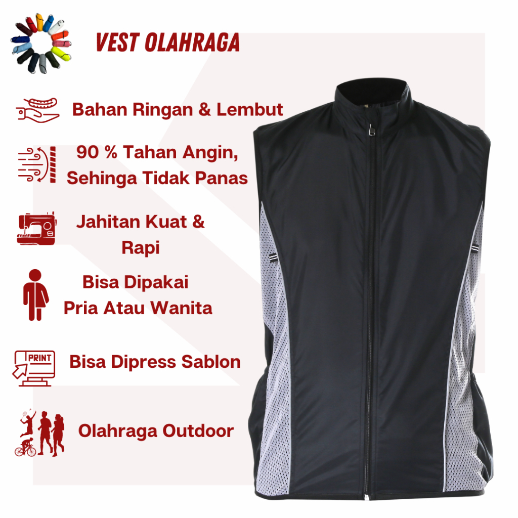 Jual Rompi Vest Pria Dan Wanita Olahraga Sepeda Gowes Jogging Running ...