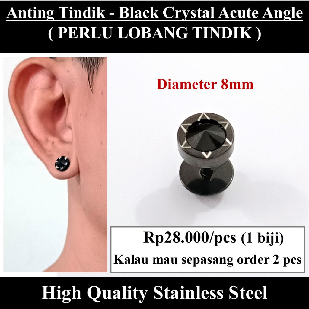 Jual Anting Tindik Cowok Pria - Black Crystal Acute Angle | Shopee ...