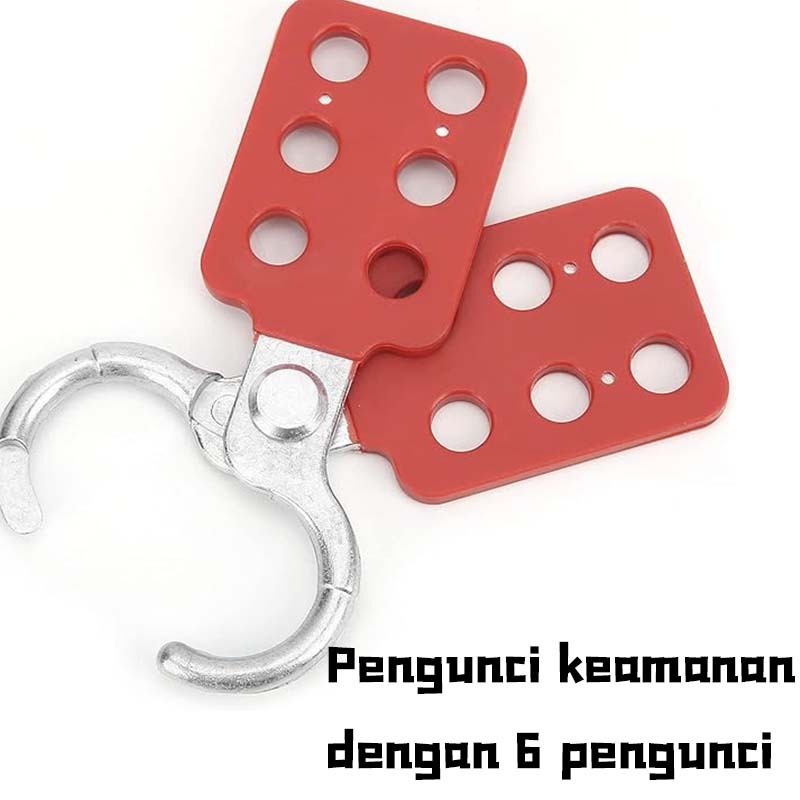 Jual 25mm Lock Out Tag Out 6 Lubang Safety Lockout Red Steel Hasp Lock ...