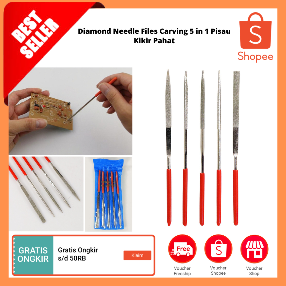 Jual Needle Files Carving 5 in 1 Pisau Kikir Pahat / Set Kikir Mini ...