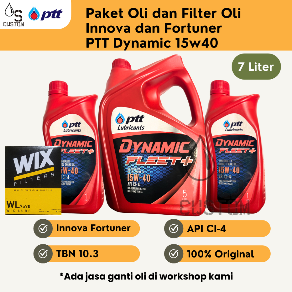 Jual Paket oli Innova Diesel Fortuner Hilux PTT 15w40 API CI 7L ...