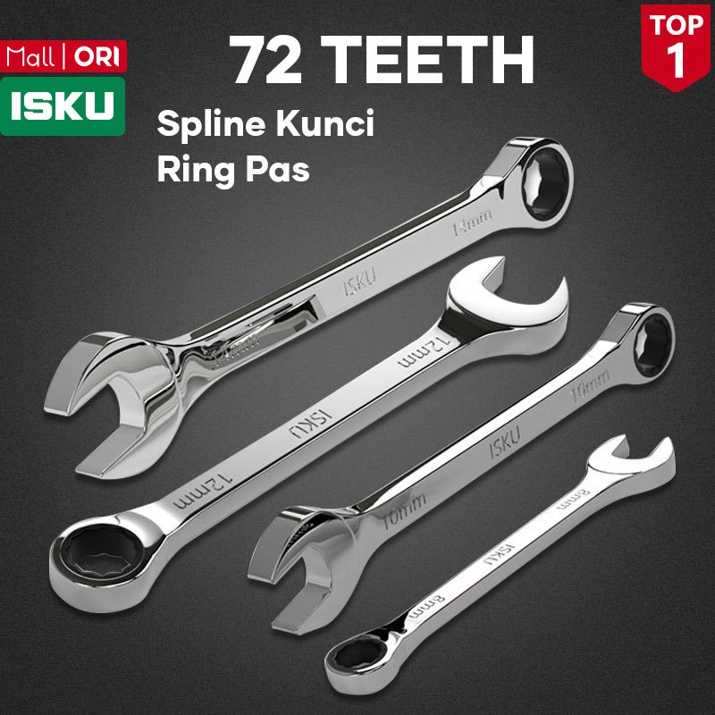 Jual ISKU Kunci Ring Pas Set Ratchet 8-19 mm Kunci Spanner Combination Wrench 8-24 mm ...
