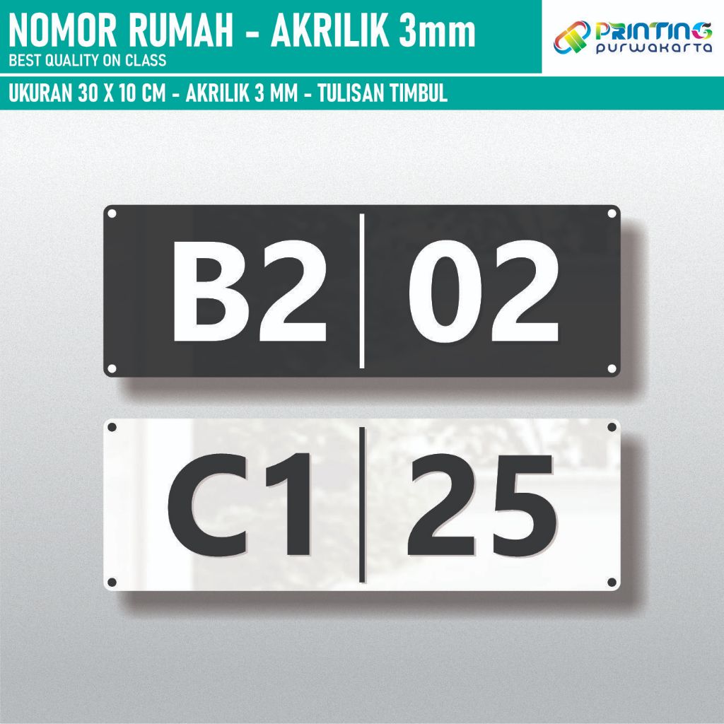Jual Plang Nomor Rumah Akrilik 30 x 10 cm - Custom Sesuai Nomor dan ...