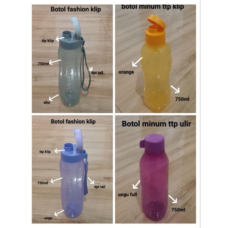 Jual ORIGINAL TUPPERWARE BOTOL ULIR/KLIP/ GROOVY /FASHION/ECOMEN 750ML ...