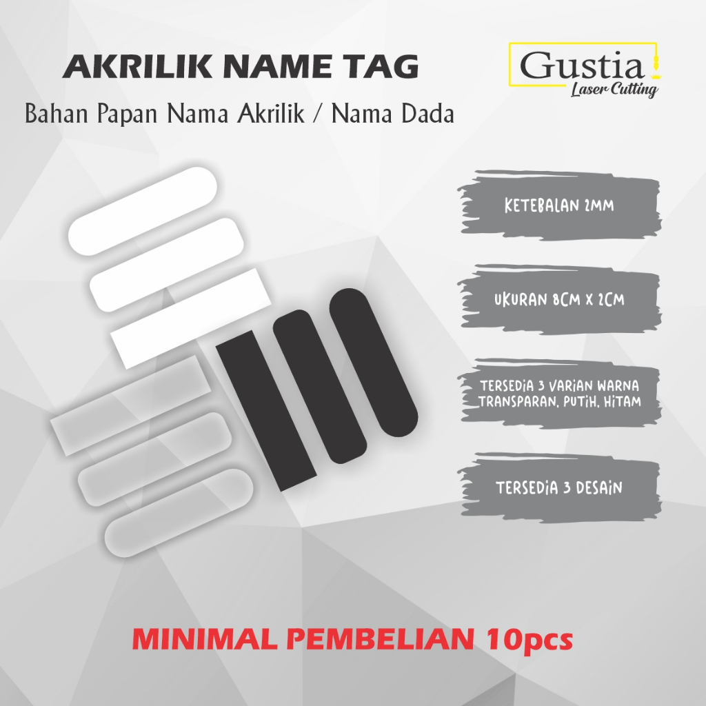 Jual Akrilik Bahan Name Tag / Nametag / Papan Nama Akrilik / Nama ...