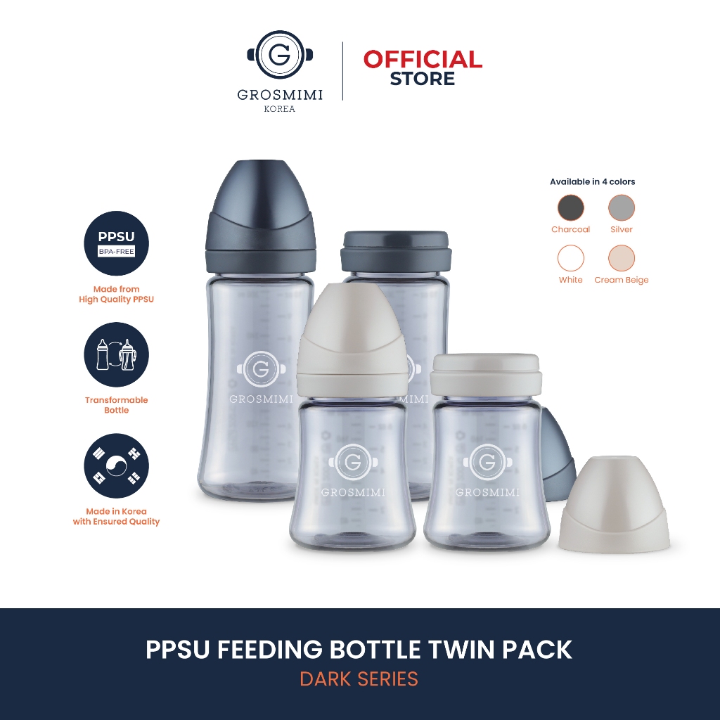 Jual GROSMIMI PPSU FEEDING BOTTLE TWIN PACK 200ml (not included teat) | Shopee Indonesia