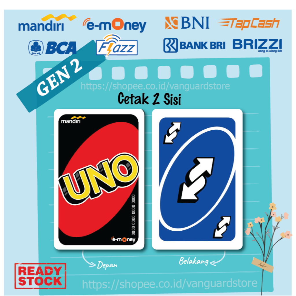Jual KARTU E MONEY E TOLL GAMBAR UNO CARD REVERSE BIRU BLUE EMONEY ...
