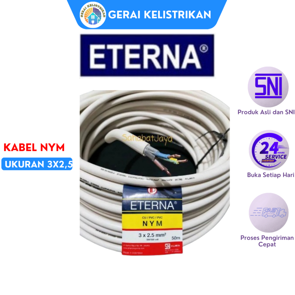 Jual Kabel NYM 3x2,5 ETERNA Kabel LIstrik Kawat Tembaga | Shopee Indonesia