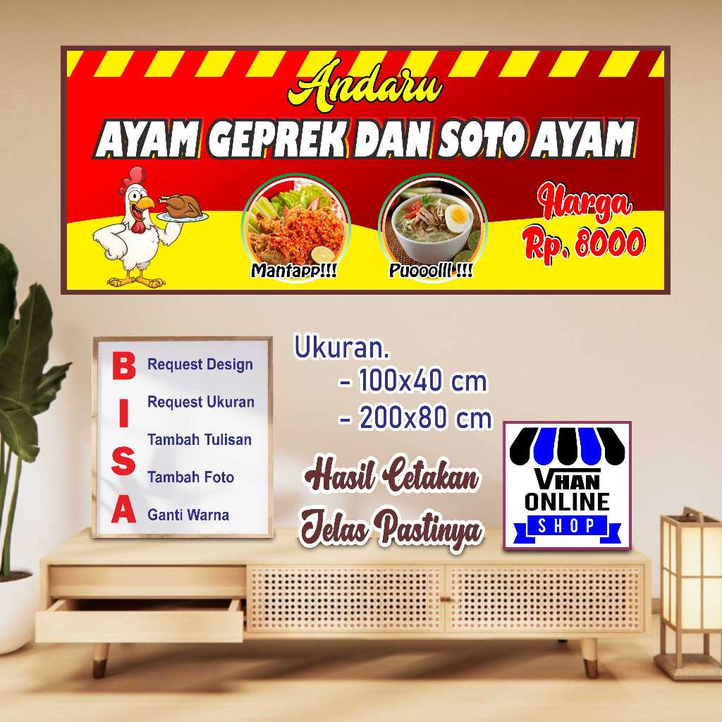 Jual Custom Banner Spanduk MMT Ayam Geprek dan Soto Ayam Keren Murah ...