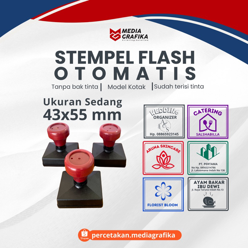 Jual STEMPEL FLASH CUSTOM || OTOMATIS 43x55mm | Shopee Indonesia