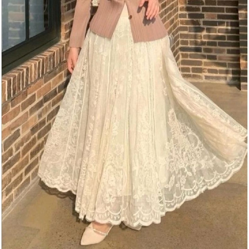 Jual Sashi Rok Brukat Renda Lace Panjang Wanita Import Premium Rok ...