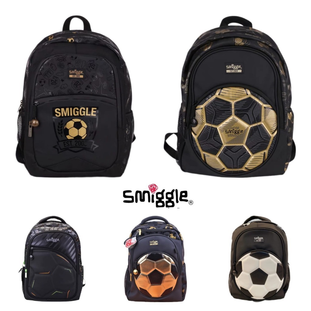 Jual Smiggle Tas Ransel SD SMP Anak Sekolah Cowok Bola Black Gold ...