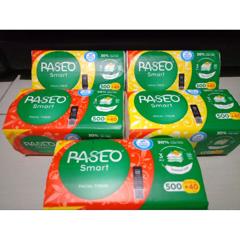 Jual PASEO SMART FACIAL 540 sheets ( 5 pcs x 540 sheets x 3 Ply ...