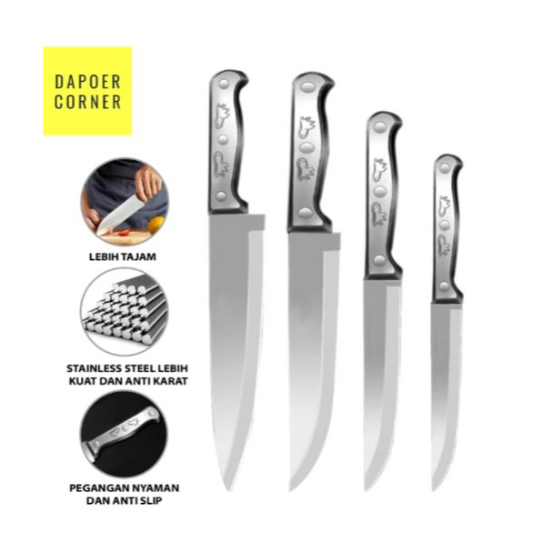 Jual Pisau Daging Cap Ikan Stainless Steel Chef Knife super tajam ...