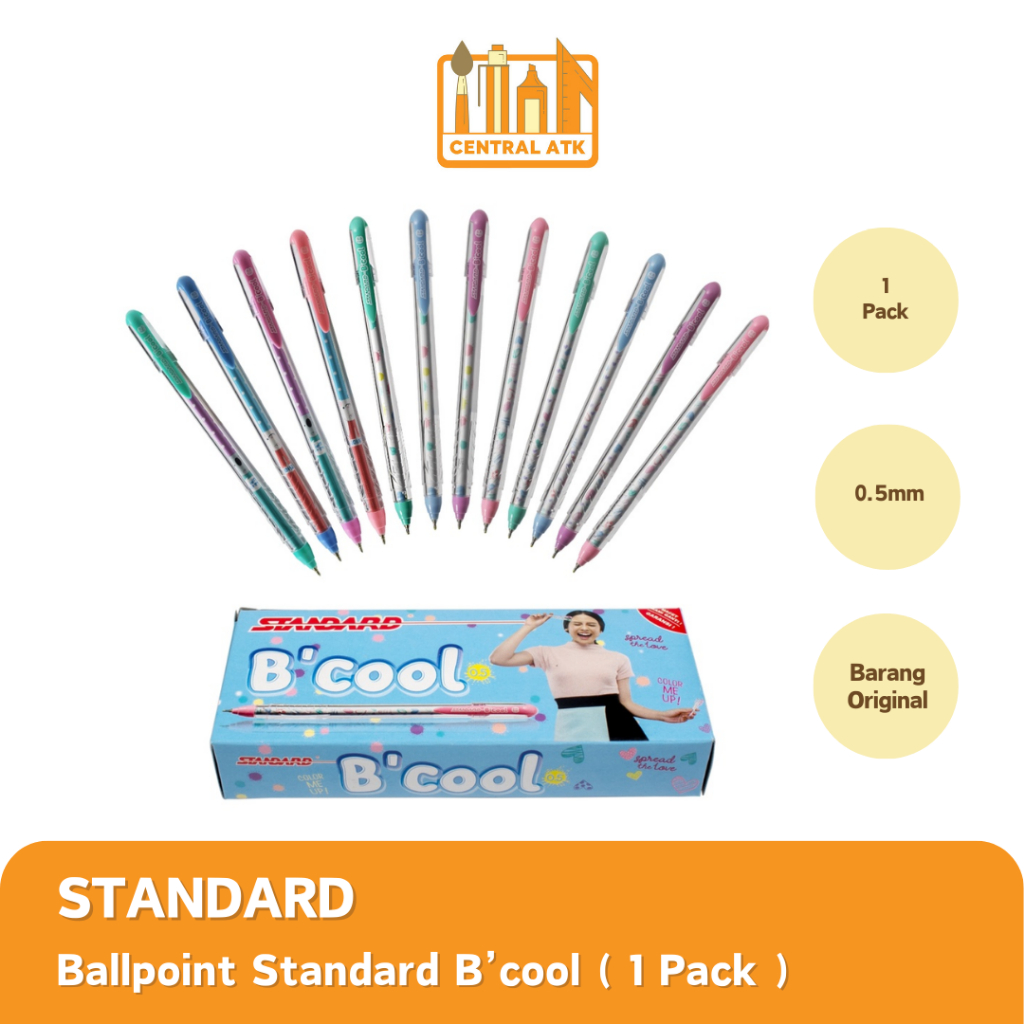 Jual BOLPEN/ BALLPOINT/PULPEN STANDARD BCOOL (1 PACK) | Shopee Indonesia