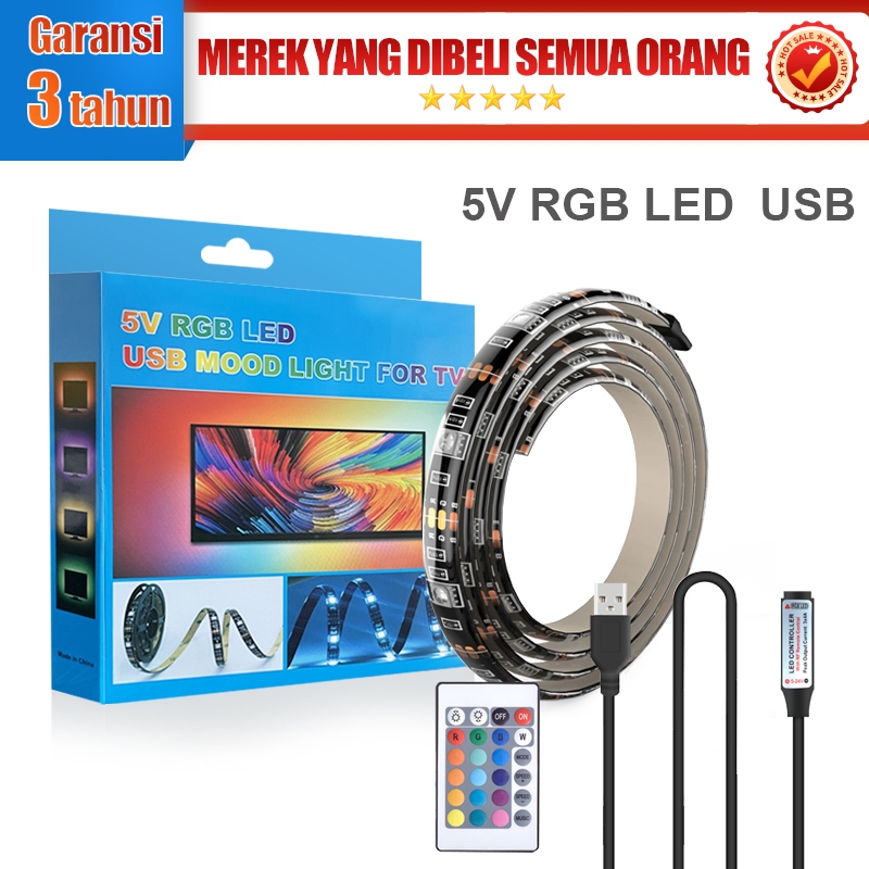 Jual LAMPU STRIP LED USB 5V 5050 SMD+REMOTE RGB UNTUK DEKORASI RUMAH/TV ...