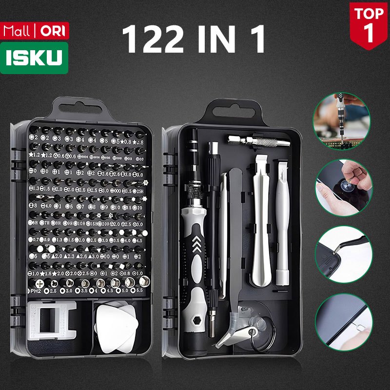 Jual ISKU Obeng Set 122 In 1 Obeng Hp Multifungsi Alat Bongkar Mini Precision Untuk Phone Laptop ...