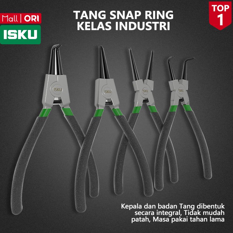 Jual ISKU Tang Ring Snap 7 inch Tang Circlip/Tang Penjepit Bengkok Tang ...