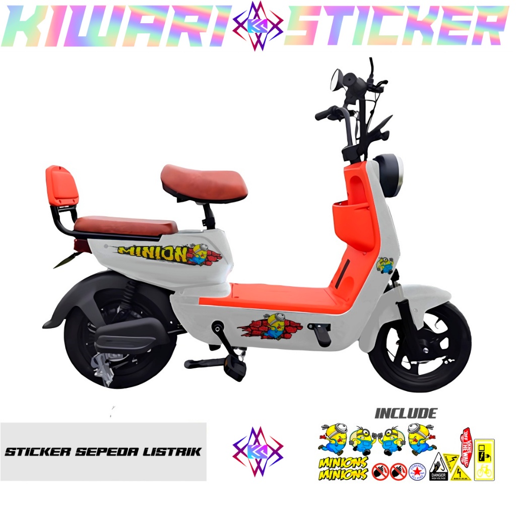 Jual STIKER MOTOR LISTRIK / VARIASI SEPEDA LISTRIK / MOTIF MINIONS / U ...