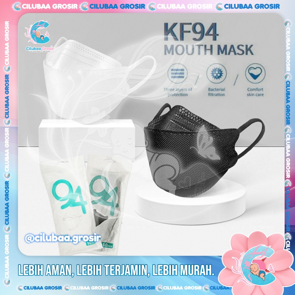 Jual Masker KF94 4ply isi 10pcs Hitam Putih TERBARU | Shopee Indonesia