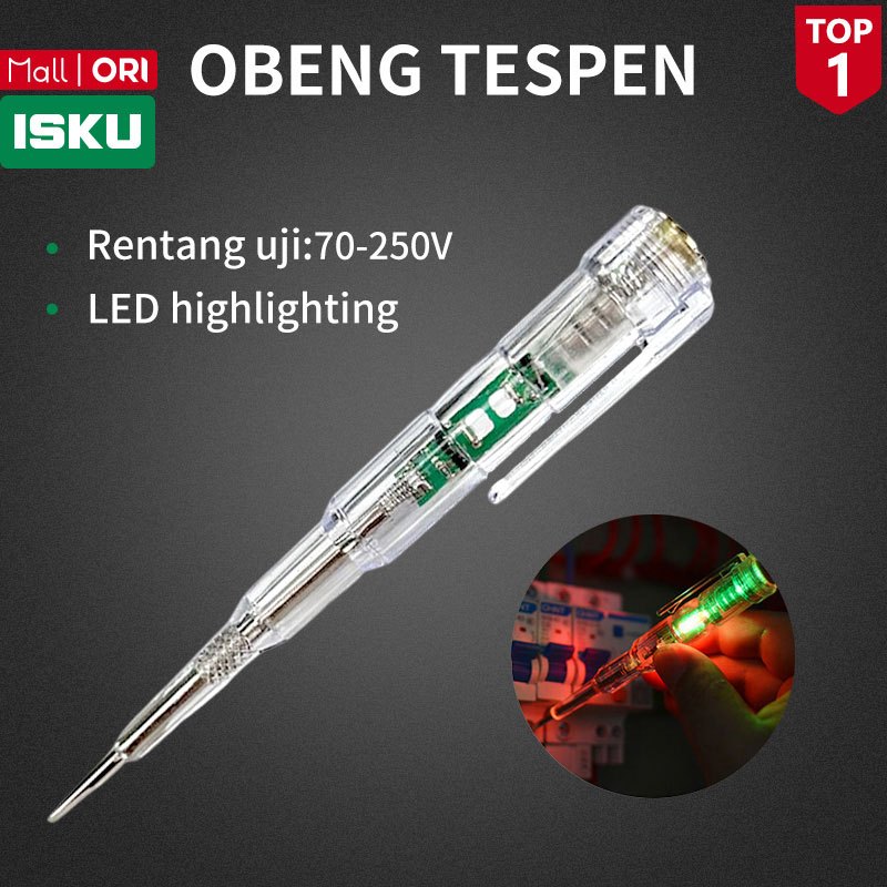 Jual ISKU Obeng Tespen Listrik LED /Tester TesPen Obeng Tes with Dual ...