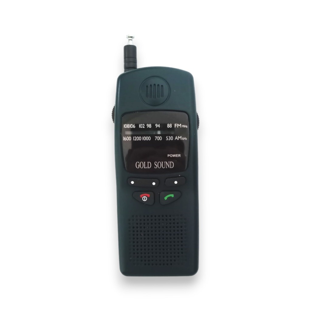 Jual Radio FM AM Radio Mini Bentuk Handphone Warna Hitam Gold Sound ...