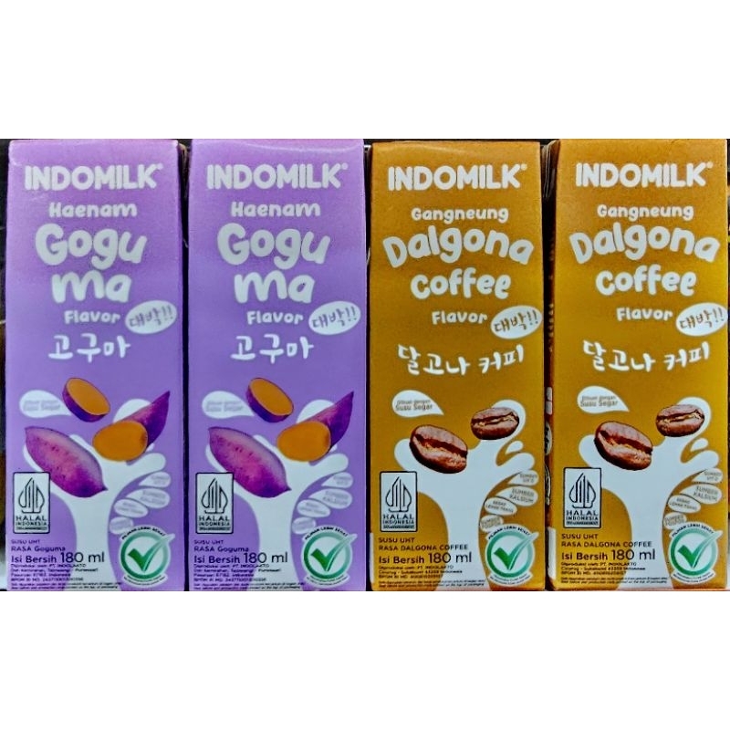 Jual Indomilk UHT Rasa Haenam Goguma&Gangneung Dalgona Coffee 180ml ...