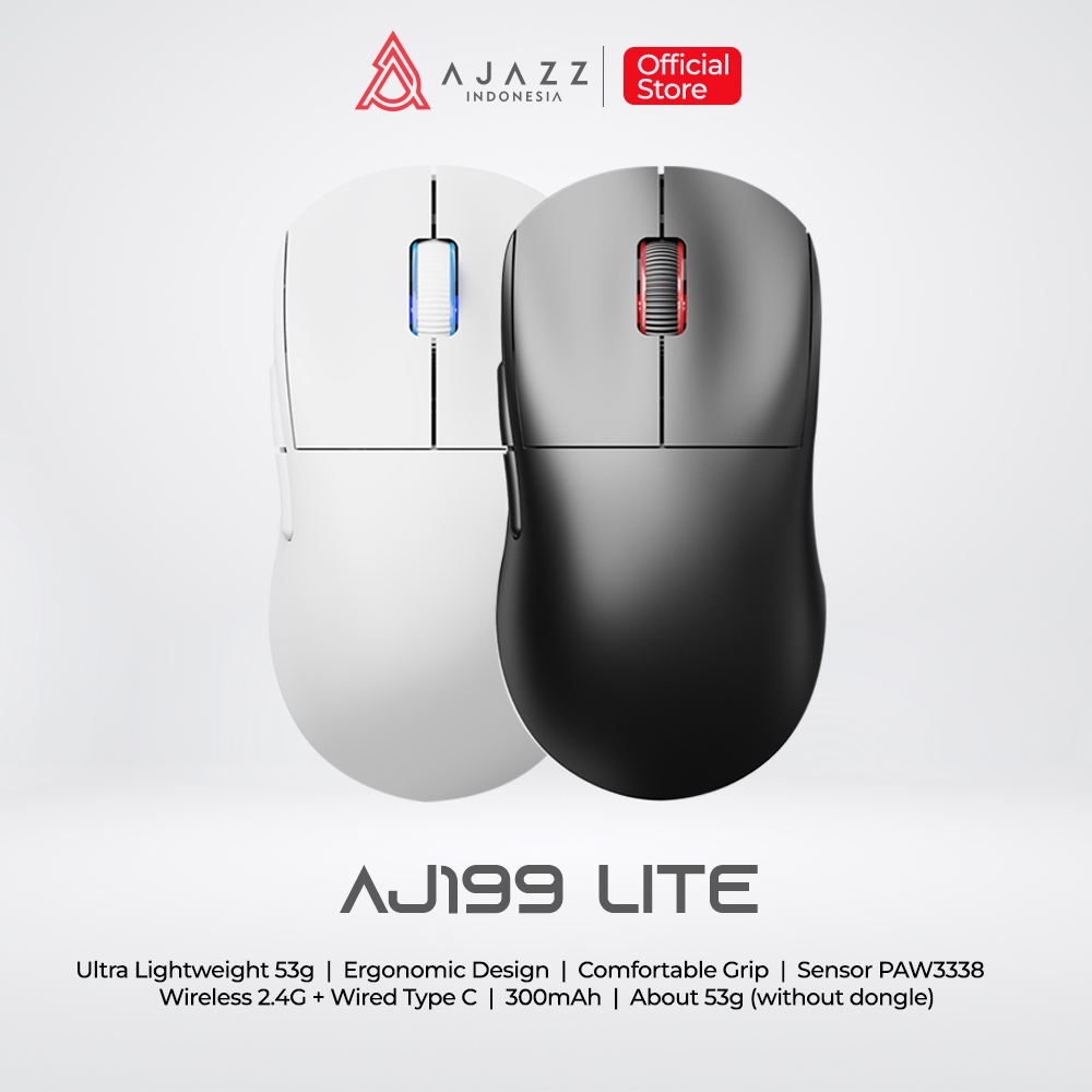 Jual Ajazz AJ199 Lite Edition Gaming Mouse Wireless Dual Mode PAW3338 ...