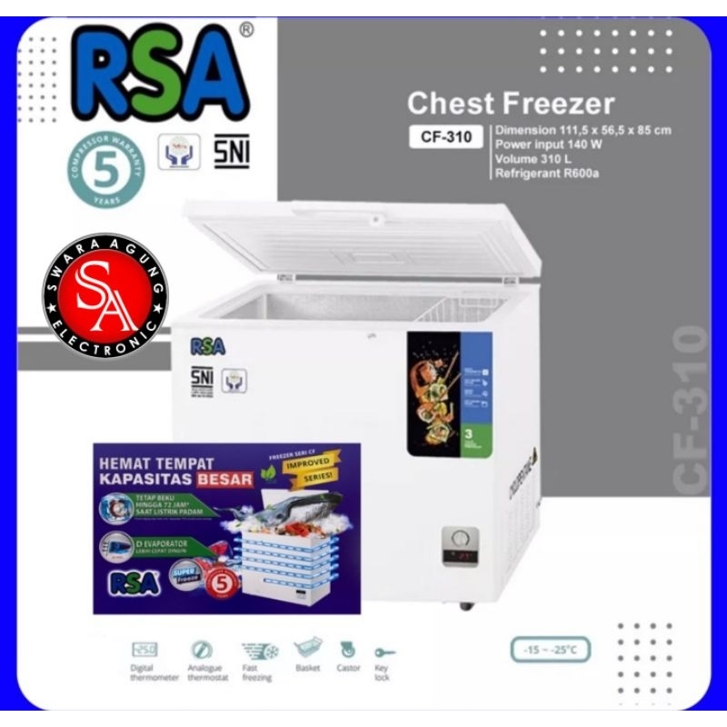 Jual Chest Freezer 310 Liter RSA Type : CF310Q - Low Watt (Medan ...