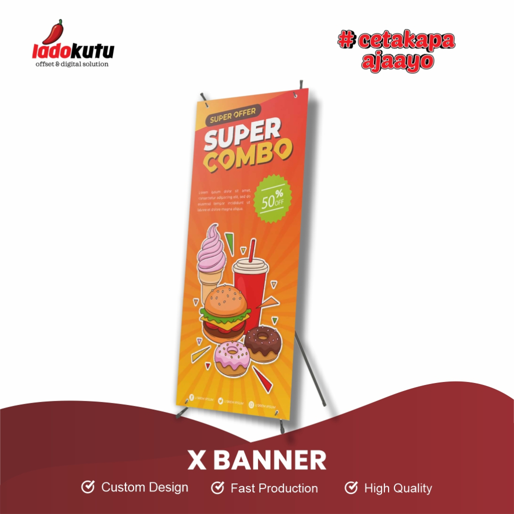 Jual Costume X Banner Ukuran 60x160 cm Spanduk Berdiri / Stand Banner ...