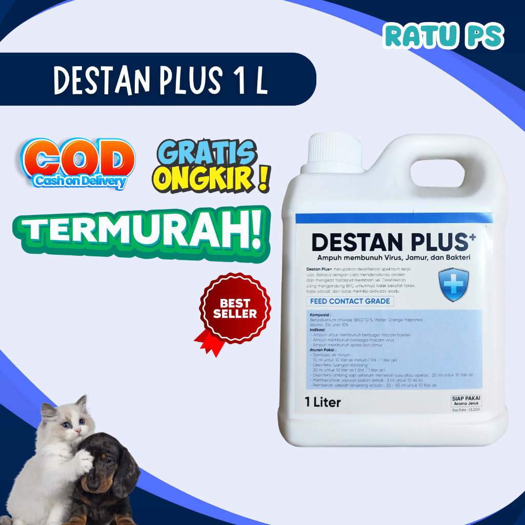 Jual Desinfektan Kandang 1 Liter - Destan Plus 1 L - Desinfektan BKC 10% Aroma Segar ...
