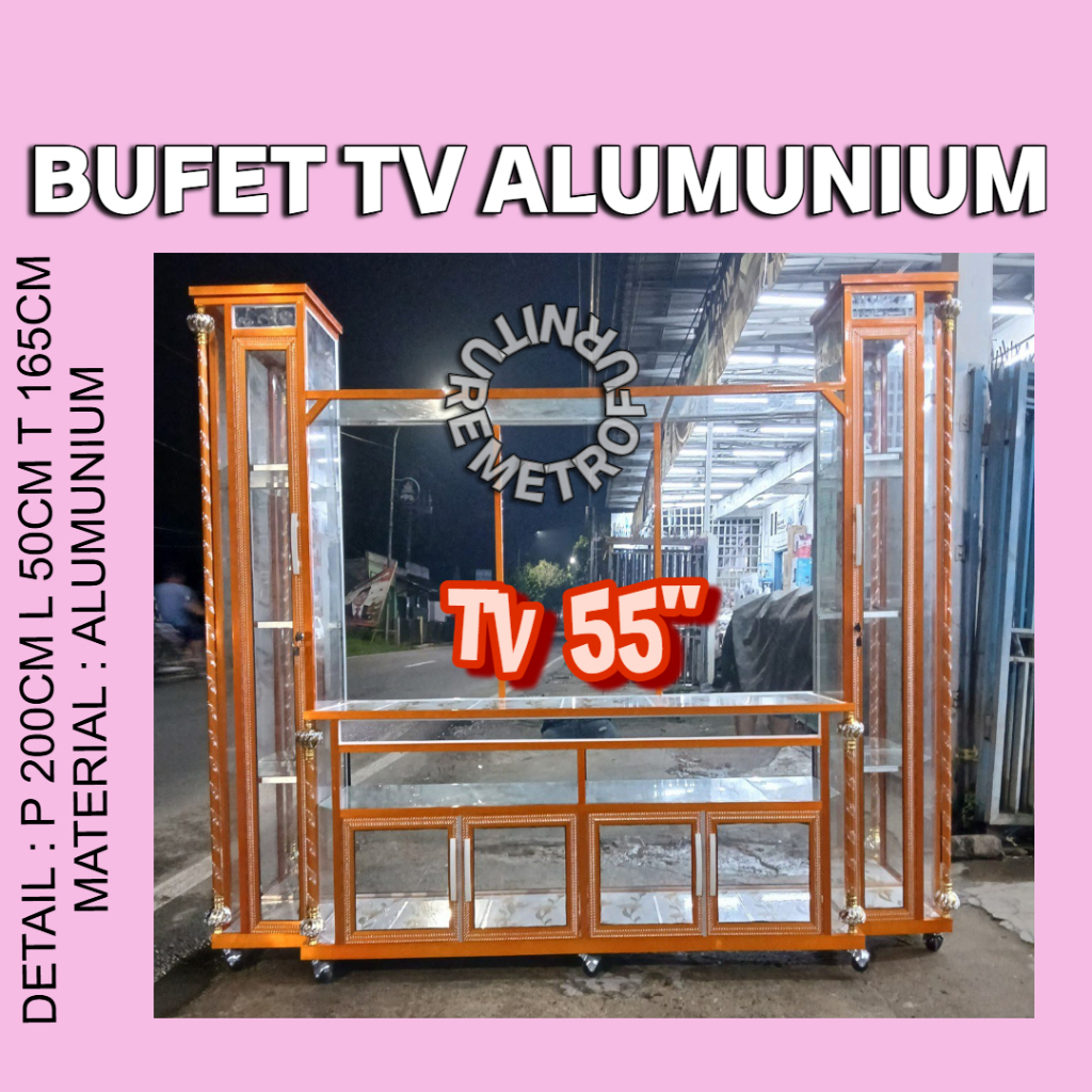 Jual BUFET TV ALUMUNIUM 55'' RAK TV ALUMUNIUM MUAT TV 55'' FREE ONGKIR ...