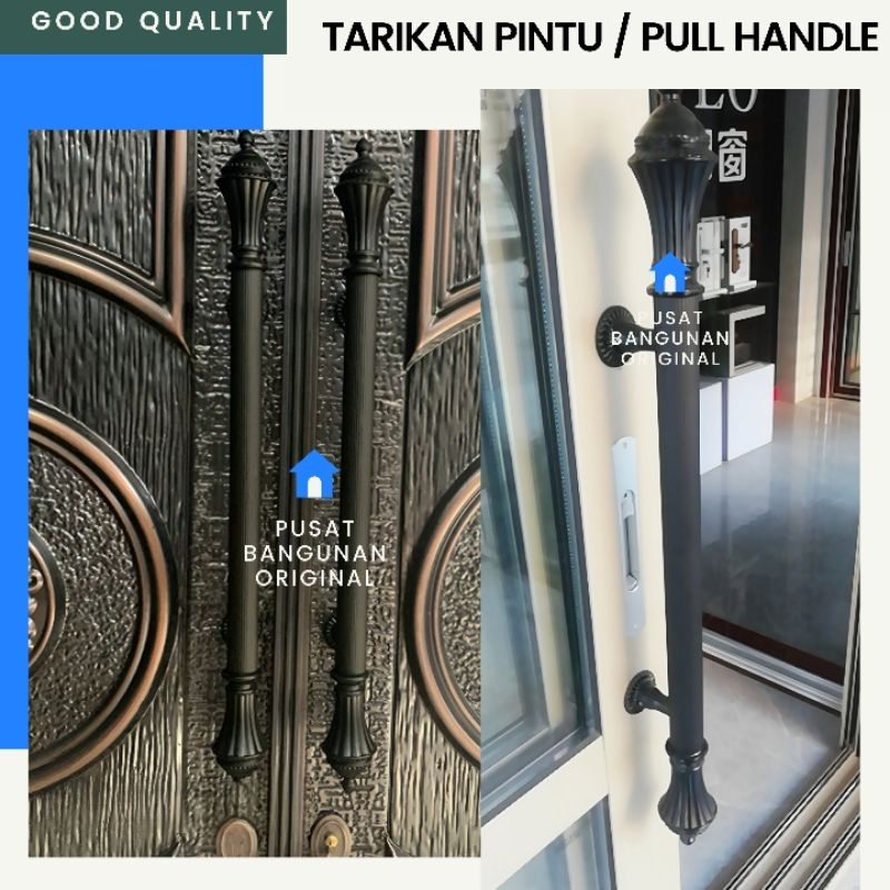 Jual DOOR PULL HANDLE TARIKAN PINTU UTAMA RUMAH KUNINGAN BLACK HITAM 80 ...