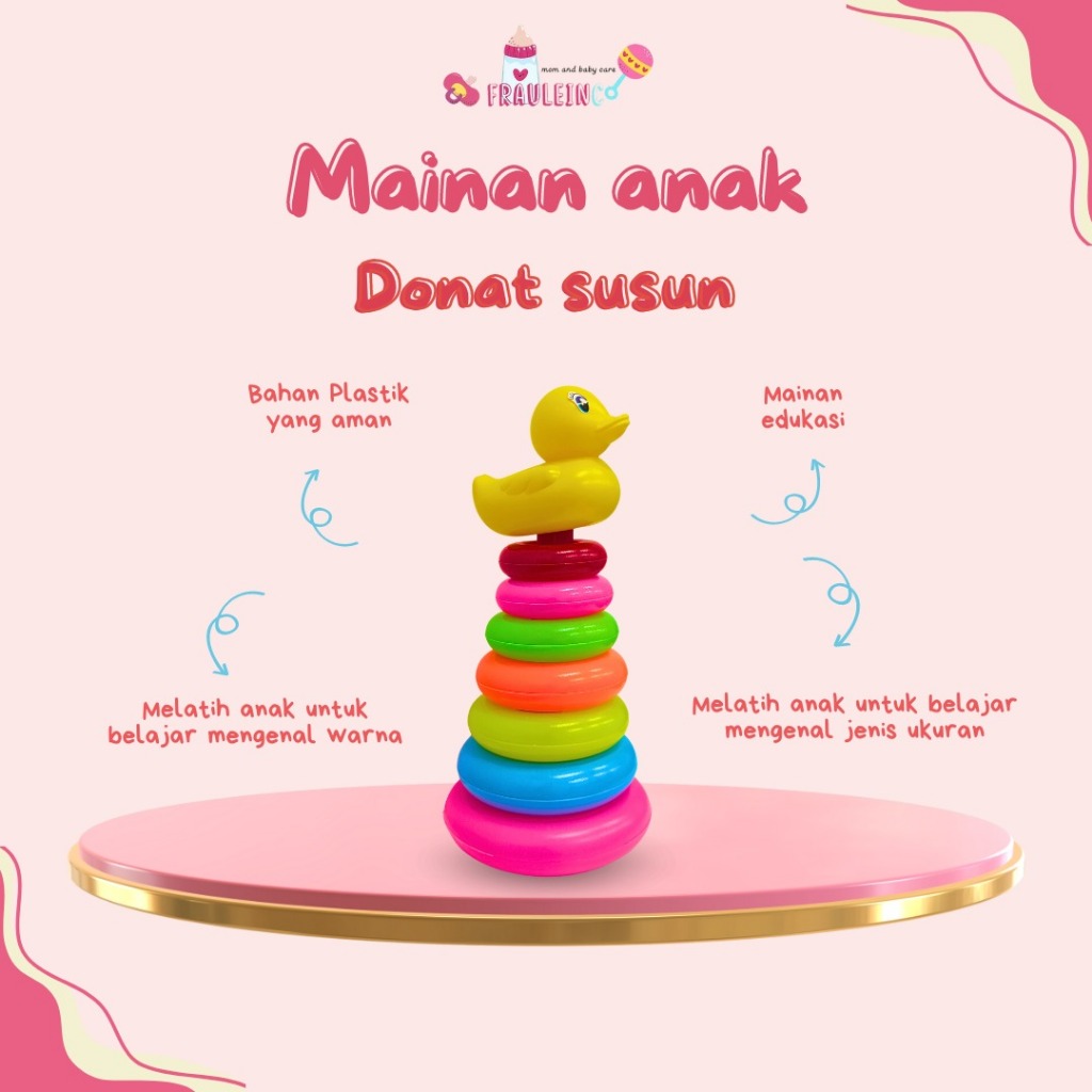 Jual Mainan Edukasi Anak Donat Susun 6 Besar Plus Bebek | Shopee Indonesia