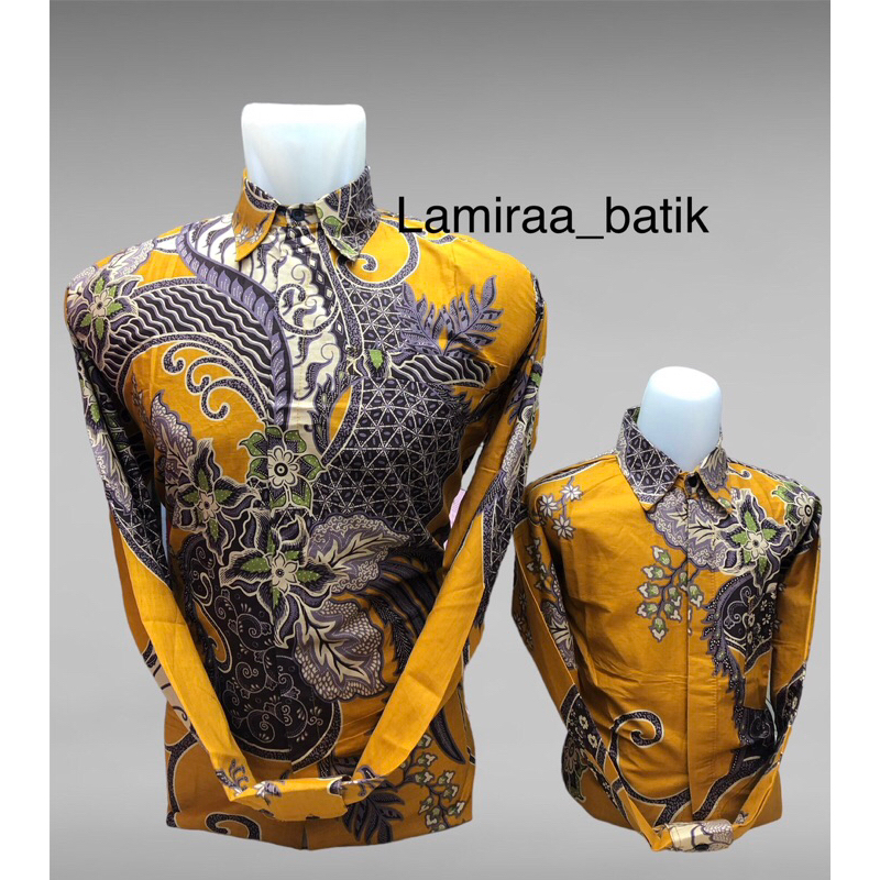 Jual Batik WARNA KUNING KUNYIT couple ayah dan anak lengan panjang ...
