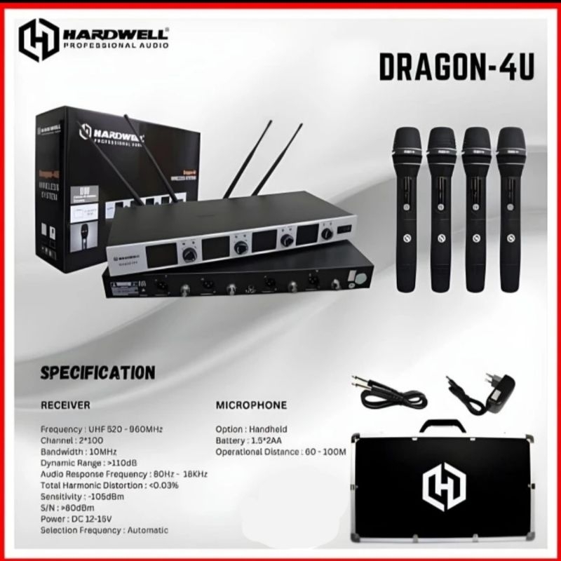 Jual Mic wireless HARDWELL Dragon 4U | HARDWELL Dragon4U (4 channel ...