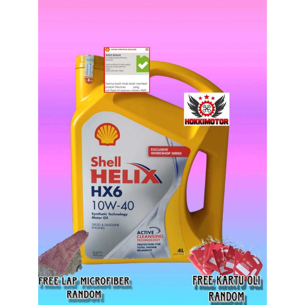 Jual OLI MOBIL SHELL HELIX HX6 10W-40,4 LITER BARCODE ORIGINAL (1 PCS Kartu Oli Random) | Shopee ...