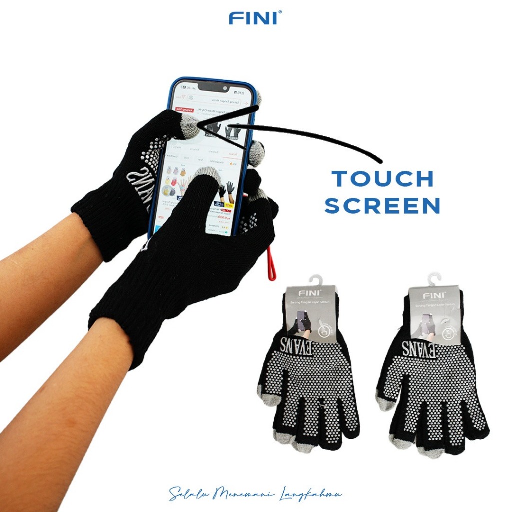 Jual FINI, Sarung Tangan Touch Screen Anti Slip Rajut Unisex, Warna ...