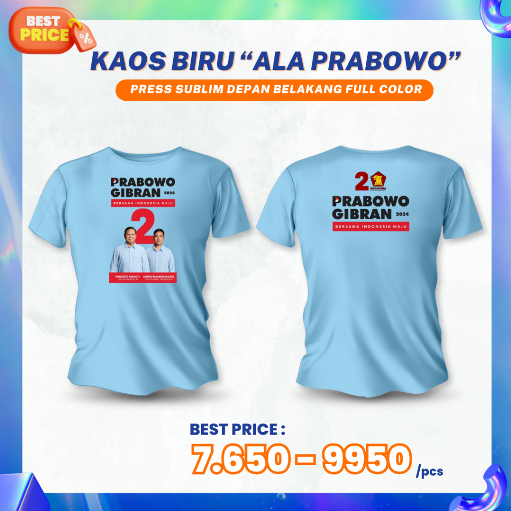 Jual Baju Partai Biru Prabowo Kaos Biru Gemoy Sublim Bebas Desain Bahan ...