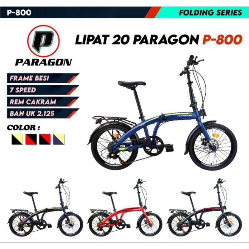 Jual SEPEDA LIPAT REMAJA / DEWASA 16 / 20 INCH PARAGON P800 CAKRAM DISK BRAKE HUNTER H500 H 500 ...