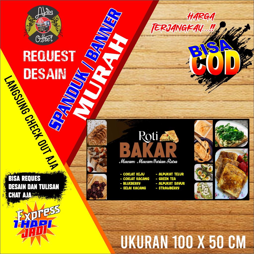 Jual SPANDUK BANNER ROTI BAKAR 6 UKURAN 100X50CM | Shopee Indonesia