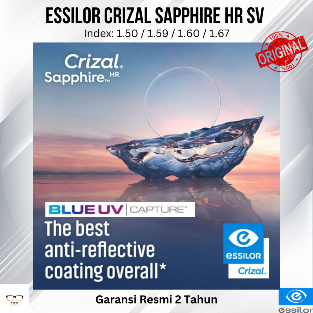 Jual Lensa Kacamata Essilor Crizal Sapphire HR Blue UV Capture SV ...