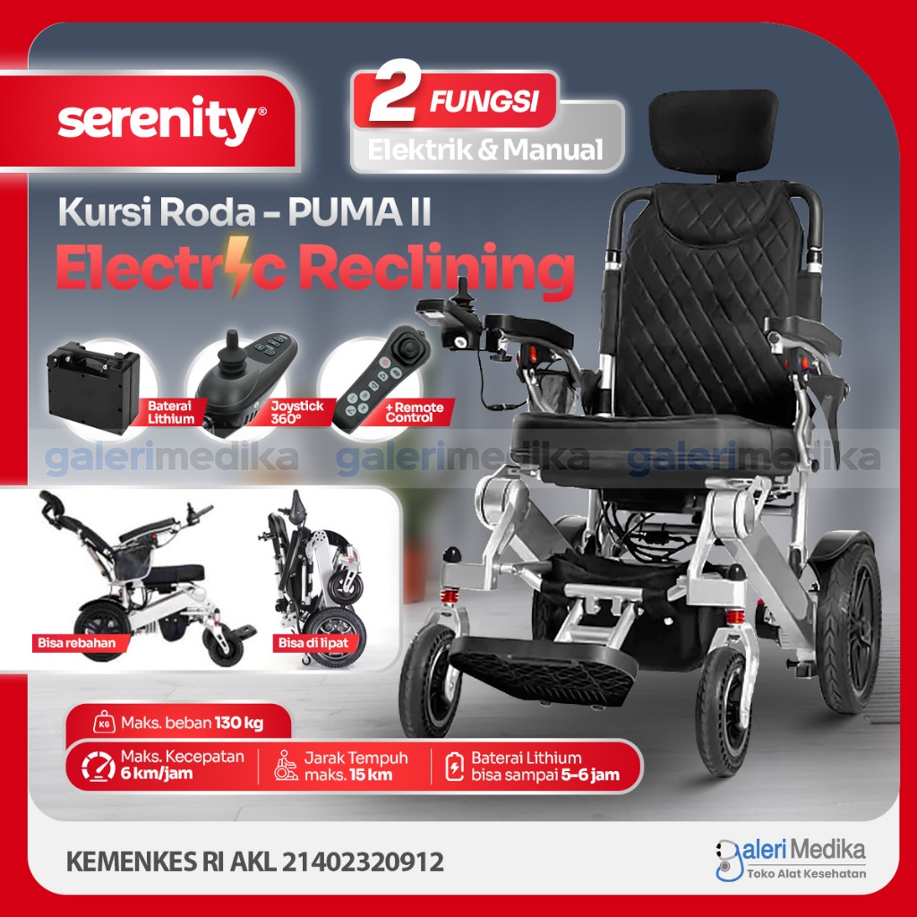 Jual Kursi Roda Elektrik Reclining Serenity Puma II / Electric ...