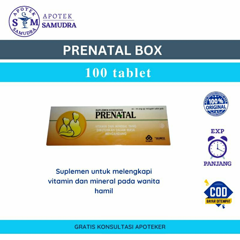 Jual PRENATAL BOX - Isi 100 Tablet (Suplemen untuk melengkapi vitamin ...