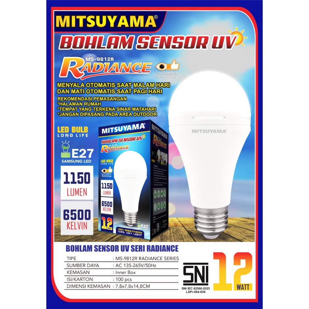 Jual Mitsuyama Bohlam Sensor UV 12 watt LED Bulb Radiance MS-9812R ...