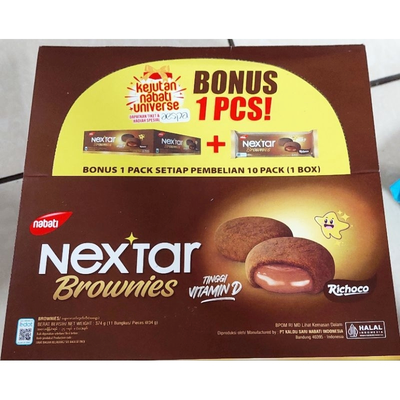 Jual SNACK NABATI NEXTAR BROWNIES RICHOCO 1 BOX ISI 10 BONUS 1 | Shopee ...