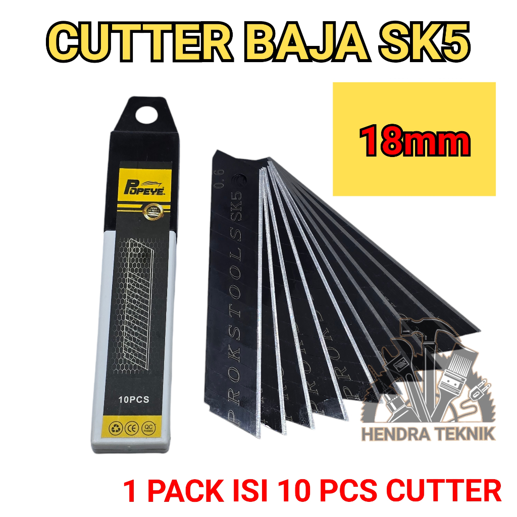Jual ISI 10 PCS ISI CUTTER BESAR 18mm SK5 REFILL PISAU KATER BAJA HITAM ...