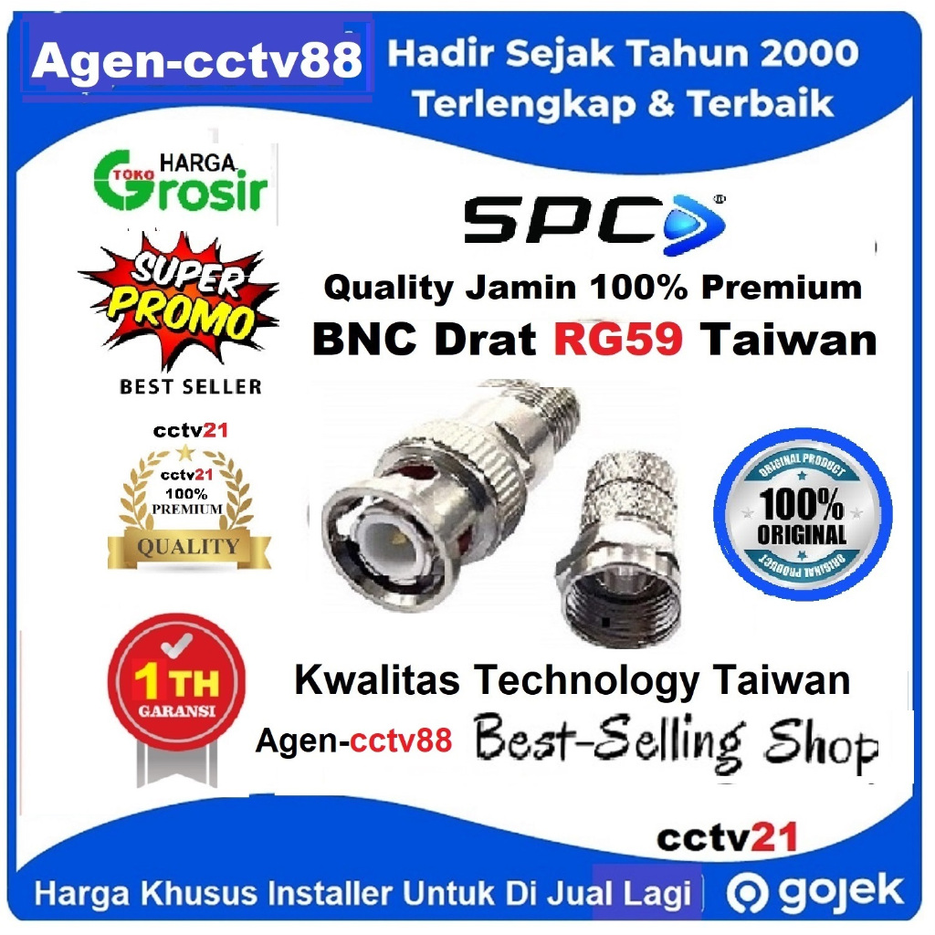 Jual BNC DRAT SPC Taiwan RG59 Jack konektor CCTV Harga Khusus Installer ...