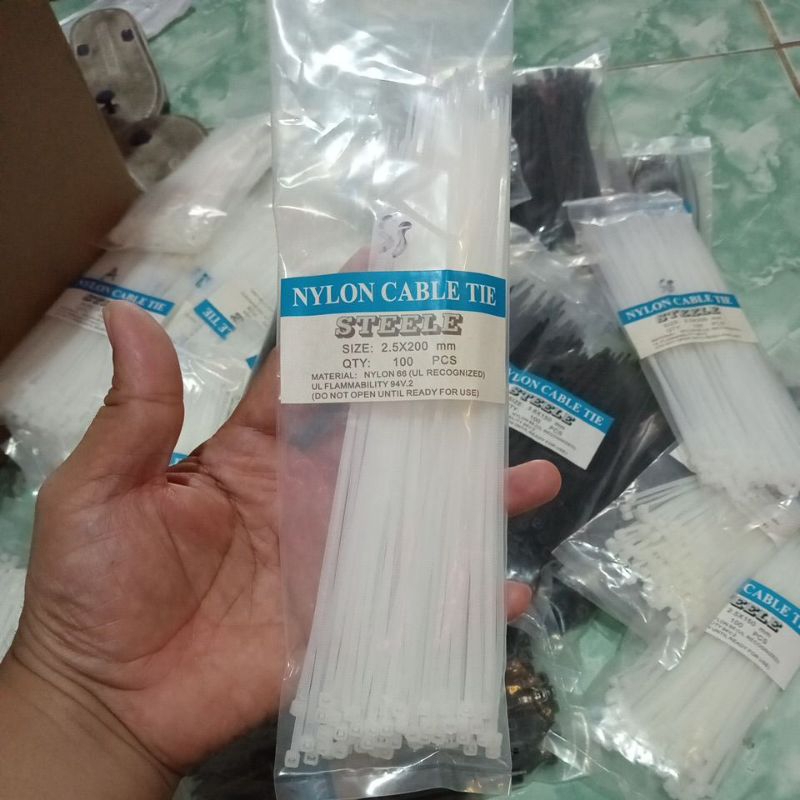 Jual nilon cable tie Steele size 2.5x200mm isi 100 pc | Shopee Indonesia