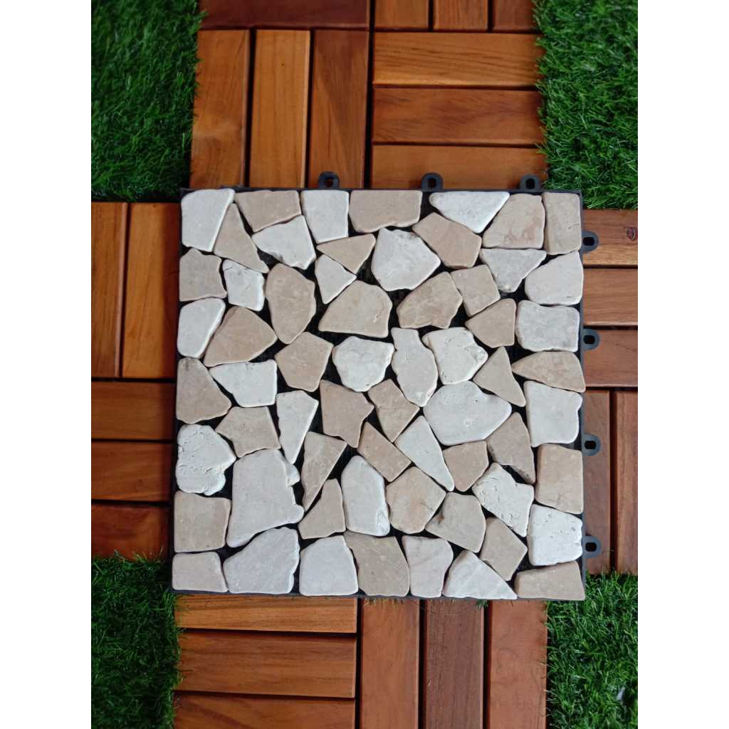 Jual Lantai Decking Tile Batu Mozaik Putih Cokelat - Batu ubin Mozaik ...